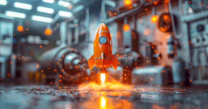 Orange Rocket Soars through the Sky Stock Image - Image of vehicle ...