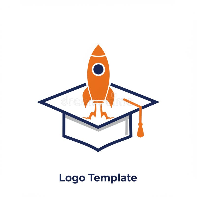 An Orange Rocket Stands on a Graduation Cap, Symbolizing Educational ...