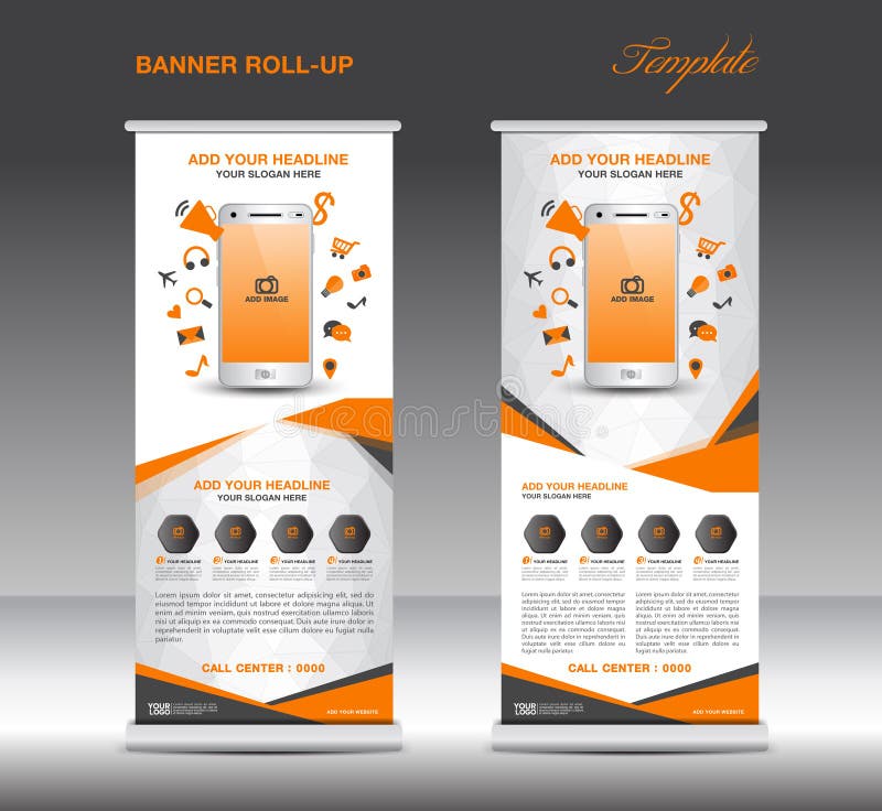 Orange Roll Up Banner Template Vector, Roll Up Stand, Banner Stock ...