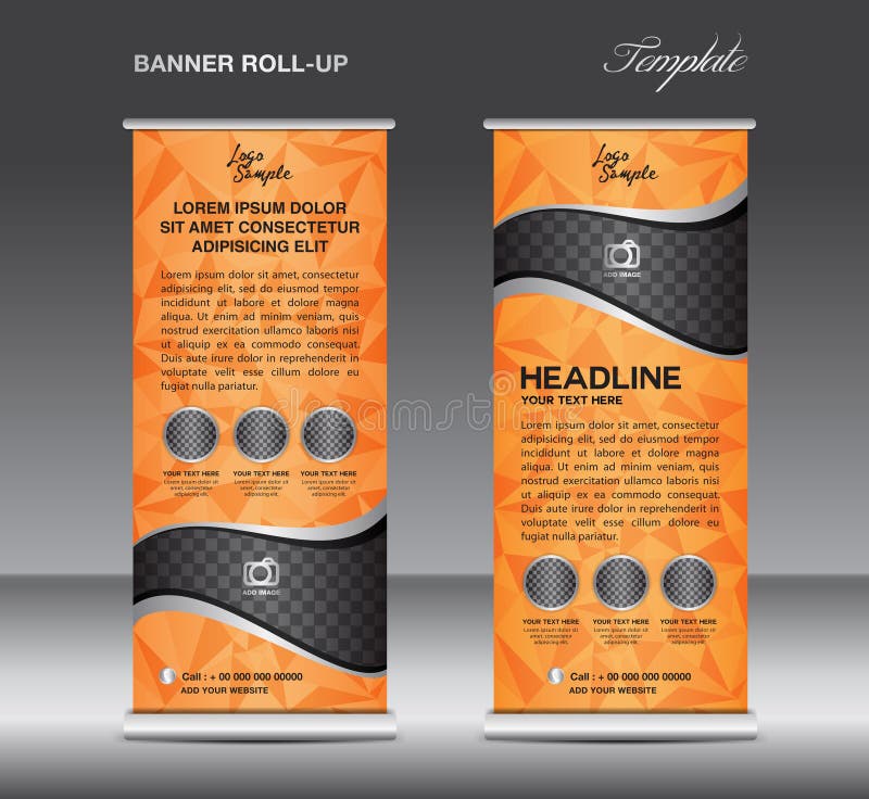 Orange Roll Up Banner Template Vector, Stand, Flyer Design, Banner ...