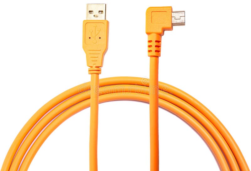 Orange Rolled USB Cable Isolated on White Background Stock Photo ...