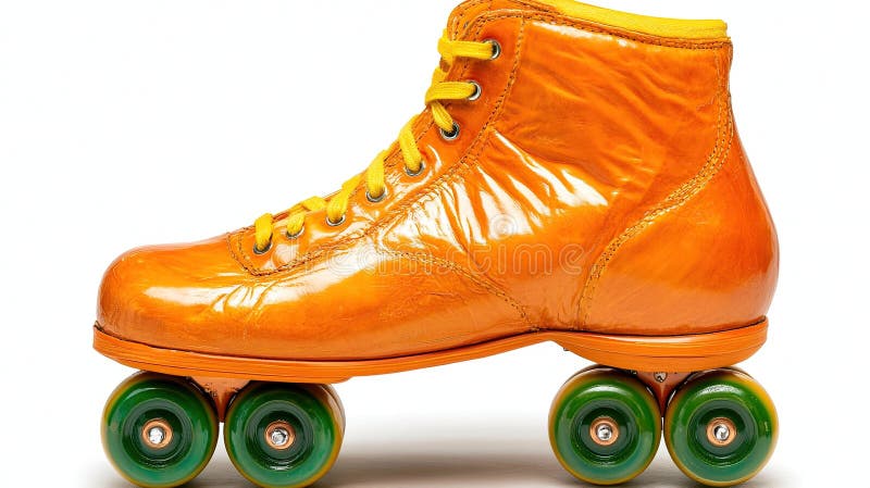 Orange Roller Skate, Studio Shot, Wheels, Laces, White Background ...