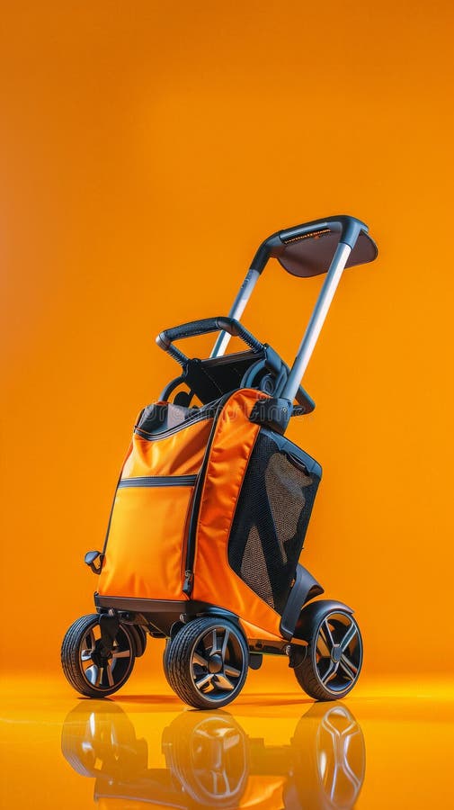 Orange Rolling Shopping Cart Stock Illustration - Illustration of ...