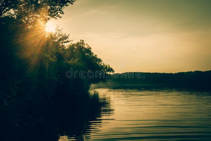 Sunset in the pond stock photo. Image of light, reflection - 173647356