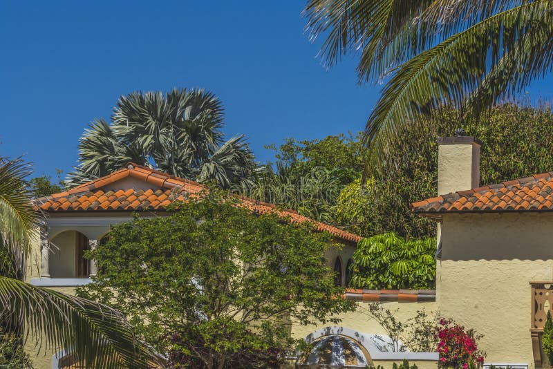 Orange Roofs Buildings Trees Palm Beach Florida Stock Image - Image of ...