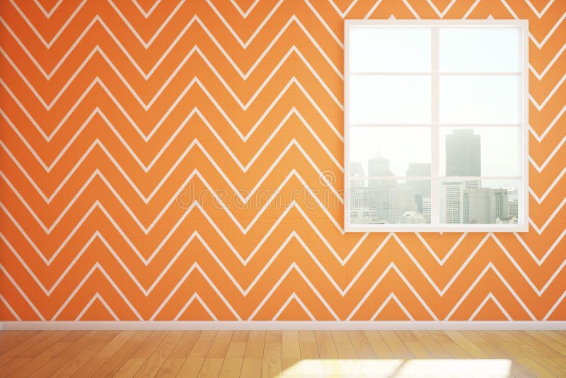 Orange room interior stock illustration. Illustration of orange - 69661765
