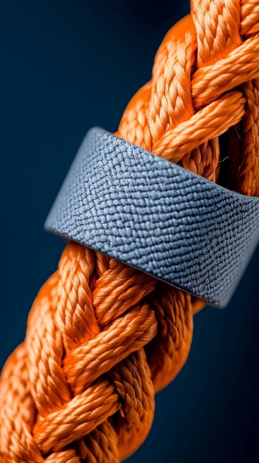 An Orange Rope with a Blue Leather Strap on it Stock Image - Image of ...