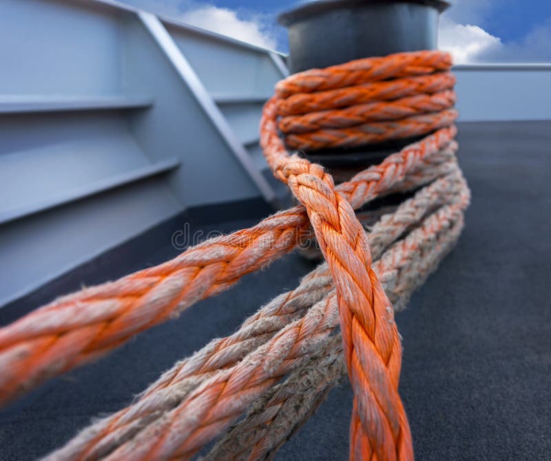 Rope on a boat deck stock photo. Image of ship, secured - 13322114