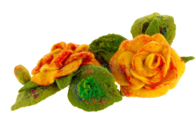 Orange Rose Flower Image Made from Wool Stock Photo - Image of close ...