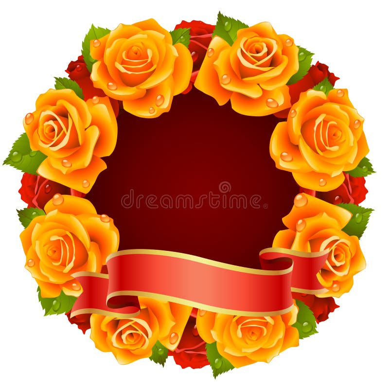 Orange roses set stock vector. Illustration of modern - 12594573