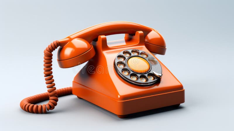 An Orange Rotary Telephone on a White Background. Generative Ai Stock ...