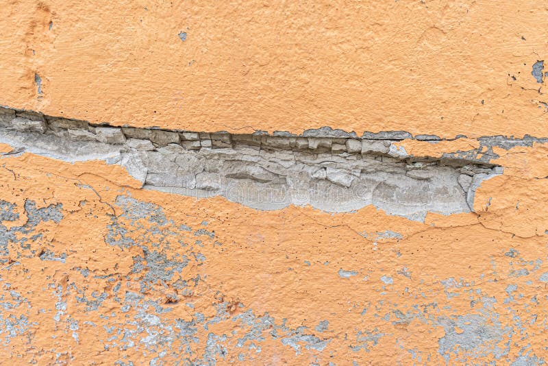 Orange Rough Stucco on the Wall with Chips Stock Image - Image of ...