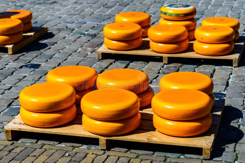 Orange, Round Gouda Soft Delicious German Cheese Stock Image - Image of ...