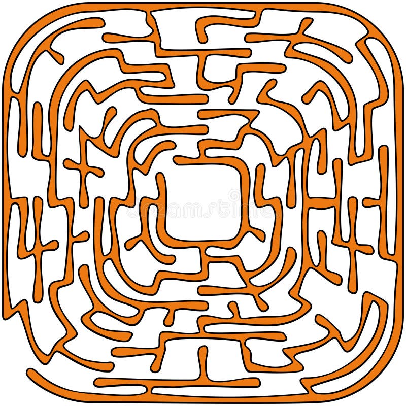 Orange round maze stock vector. Illustration of mystery - 34402371
