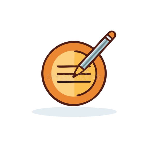 Orange Round Notepad with Pencil on Paper, Writing Notes List Vector ...