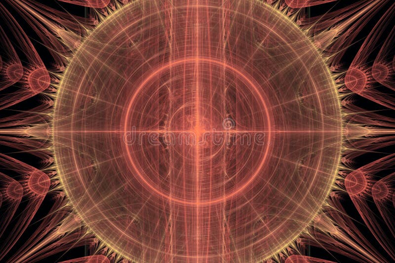 Orange Round Pattern of Crooked Waves and Rays on a Black Background ...