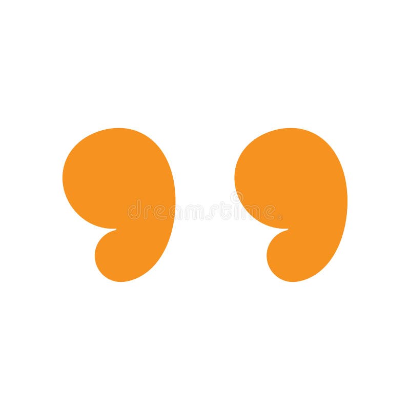 Orange Round Quotation Mark Vector Illustration on White Background ...