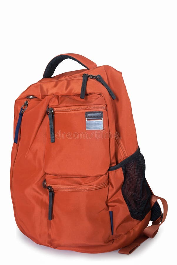 Orange Rucksack stock photo. Image of carryall, clear - 92085712