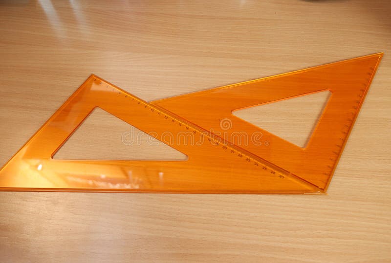 Orange Rulers on the Table.7 Stock Photo - Image of used, work: 218904218