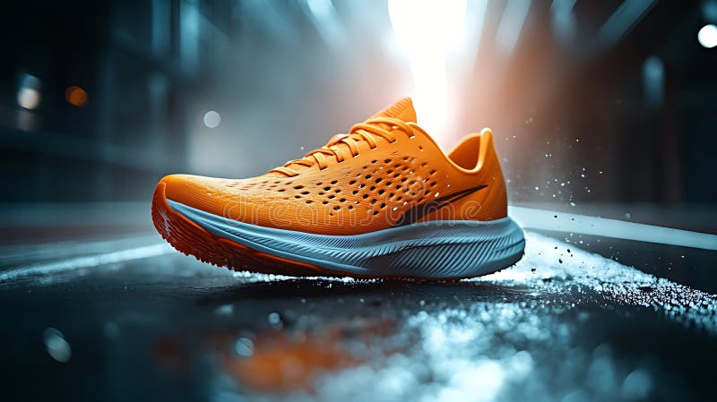 Orange Running Shoe on Track, Motion Blur Stock Illustration ...