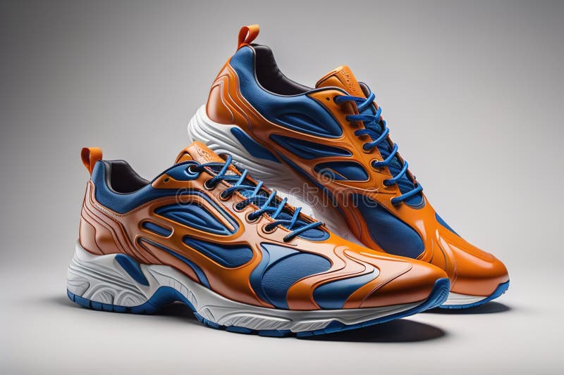 Orange Running Shoes on a Gray Background. Generative Ai Stock ...