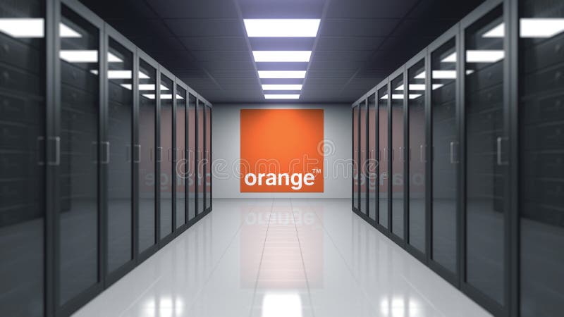 Orange S.a. Logo on the Wall of the Server Room. Editorial 3D Rendering ...