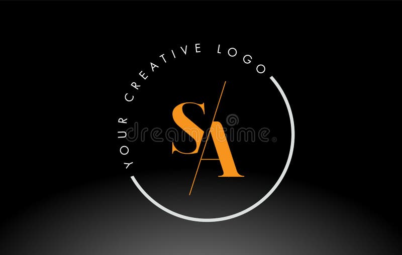 Orange SA Serif Letter Logo Design with Creative Intersected Cut Stock ...