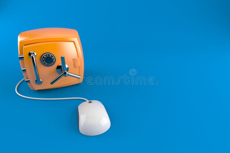 Orange Safe with Computer Mouse Stock Illustration - Illustration of ...