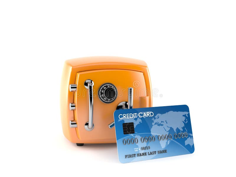 Orange Safe with Credit Card Stock Illustration - Illustration of ...