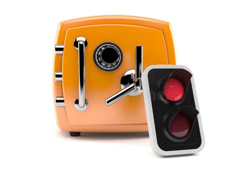 Orange Safe with Red Traffic Light Stock Illustration - Illustration of ...