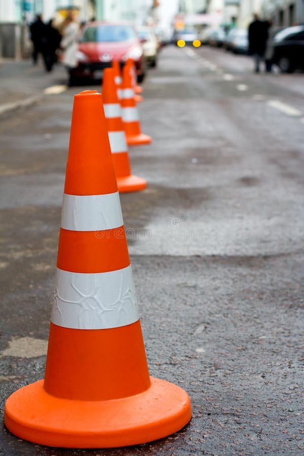 Orange safety cones stock photo. Image of accident, architecture - 5027548