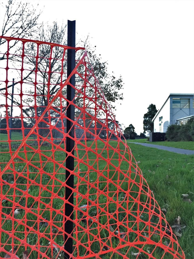 Orange Safety Netting Black Pole Stock Photo - Image of outdoors ...