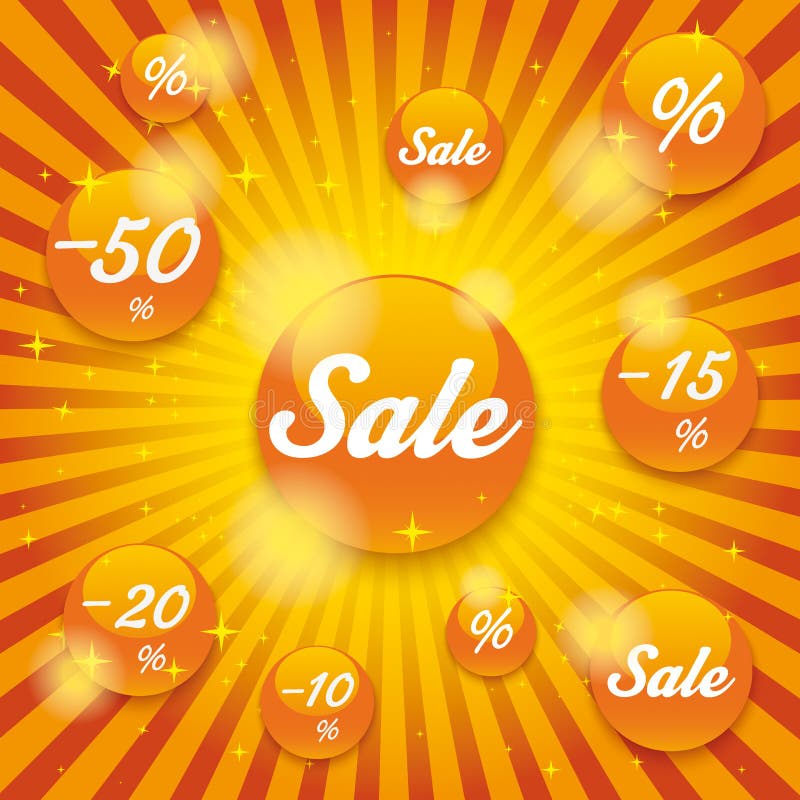 Orange Sale Buttons Retro Background Stock Vector - Illustration of ...