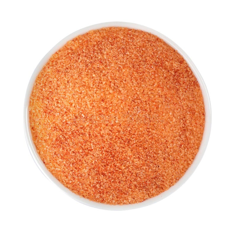 Orange Salt in Bowl Isolated on White, Top View Stock Image - Image of ...