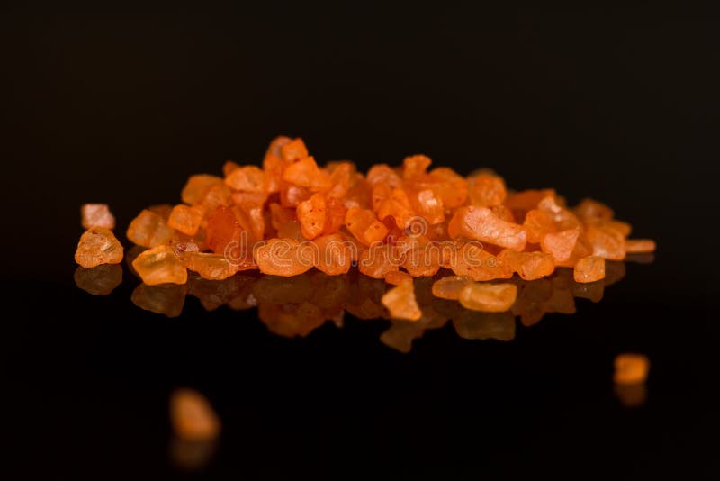 Orange Salt in Glass Bowl Isolated on White, Top View Stock Photo ...