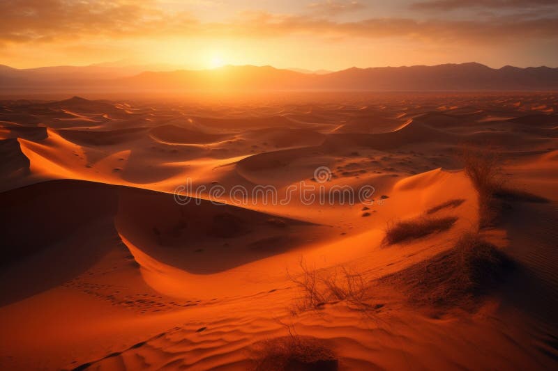 An Orange Sand Dessert Landscape at Sunset Generative AI Stock ...