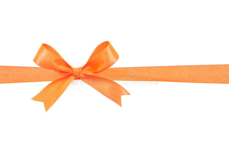 Orange Satin Gift Bow Ribbon Stock Photo - Image of present, background ...