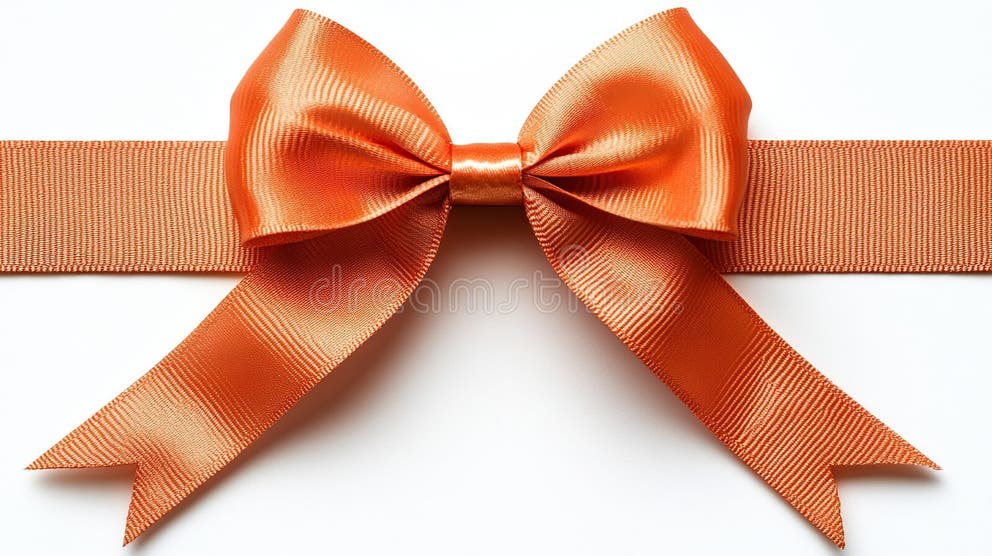 Orange Satin Ribbon Bow on White Background Stock Illustration ...