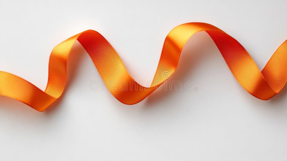 Orange Satin Ribbon Curl on White Background Stock Illustration ...
