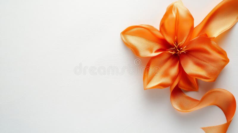 Orange Satin Ribbon Flower on White Background Stock Illustration ...