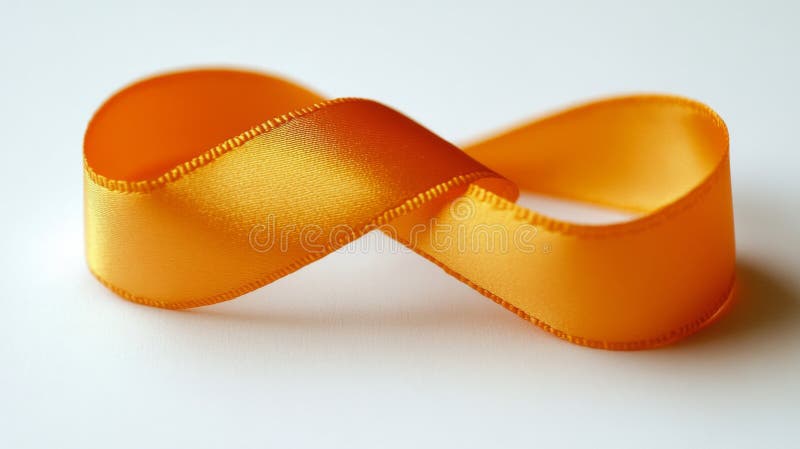 Orange Satin Ribbon Infinity Symbol on White Background Stock ...