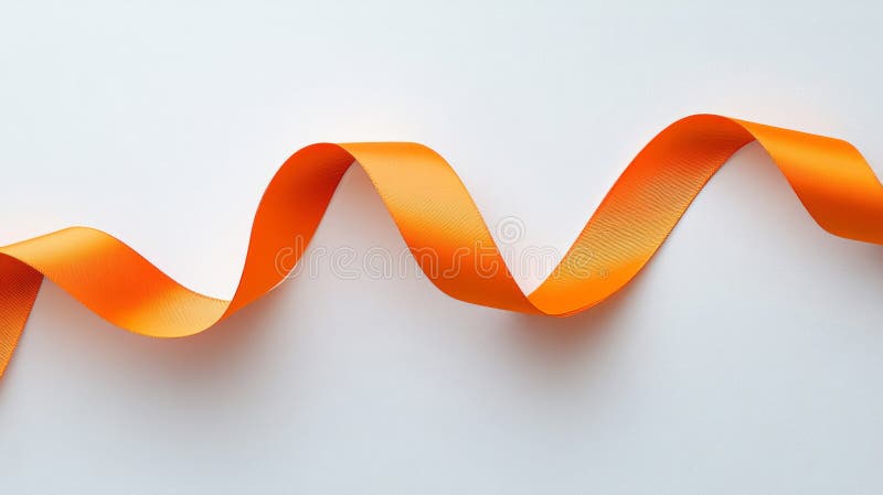 Orange Satin Ribbon Swirls on White Background Stock Illustration ...