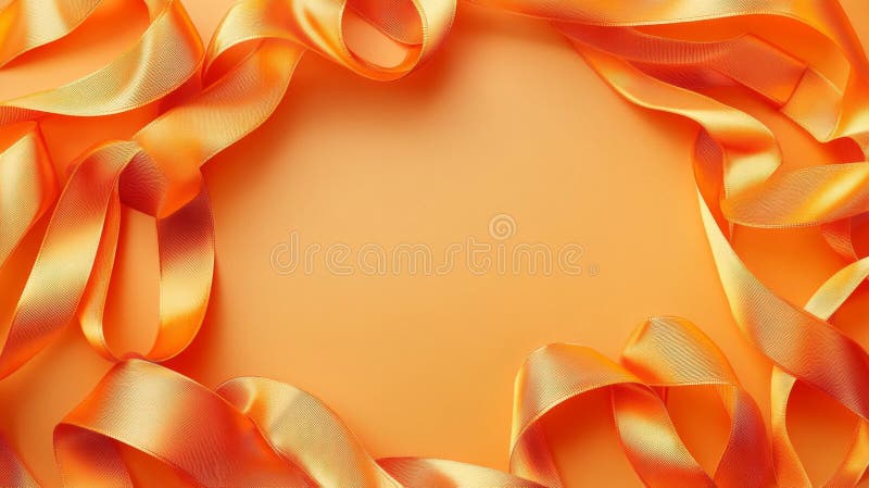 Orange Satin Ribbons Frame Background Design Stock Illustration ...