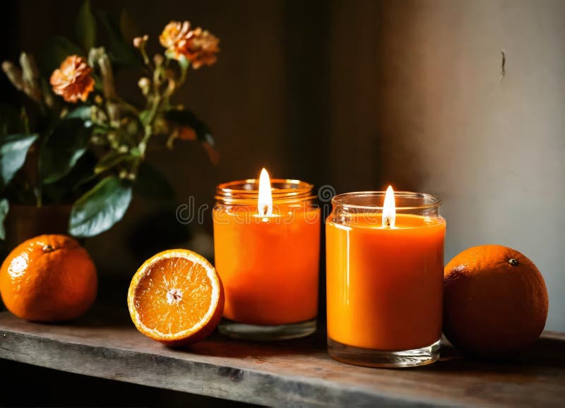 Orange scented candle stock illustration. Illustration of beauty ...
