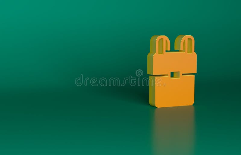 Orange School Backpack Icon Isolated on Green Background. Minimalism ...