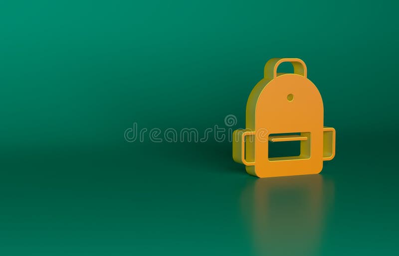 Orange School Backpack Icon Isolated on Green Background. Minimalism ...