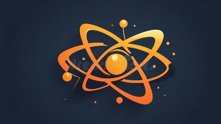 Orange Science Atom stock illustration. Illustration of presentation ...