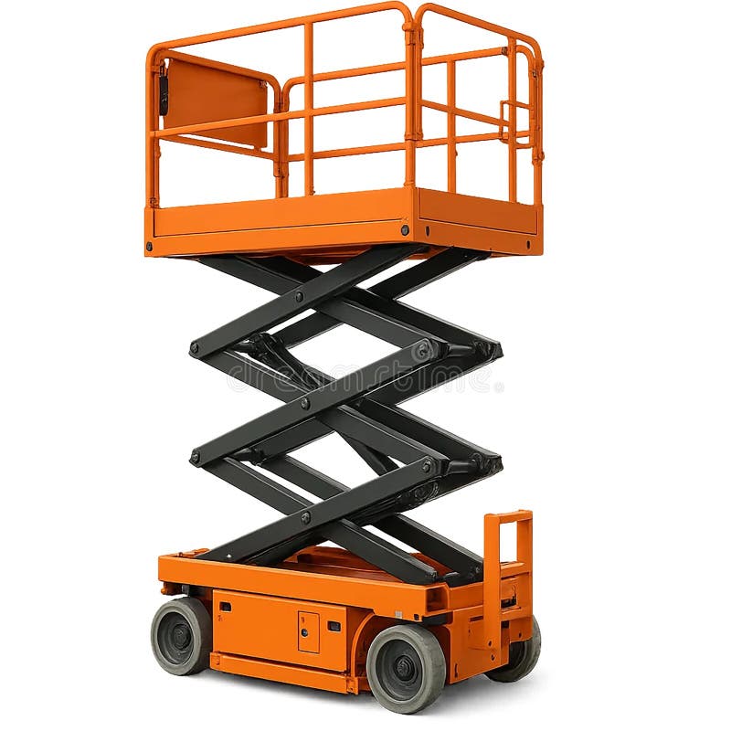 Orange Scissor Lift for Construction and Maintenance Tasks Stock ...