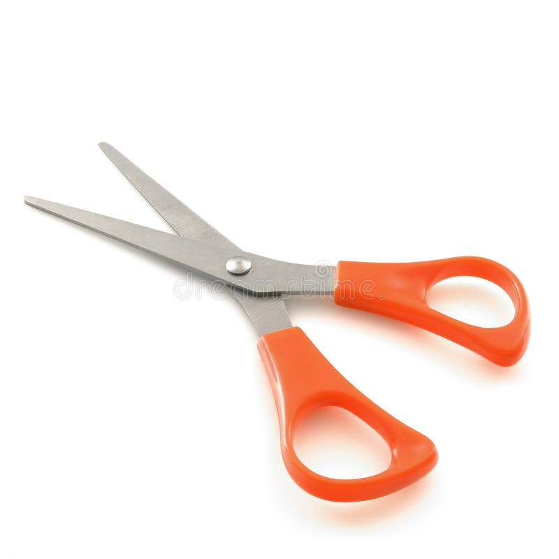 Orange Scissors Isolated on a White Background with Shadows Stock Photo ...
