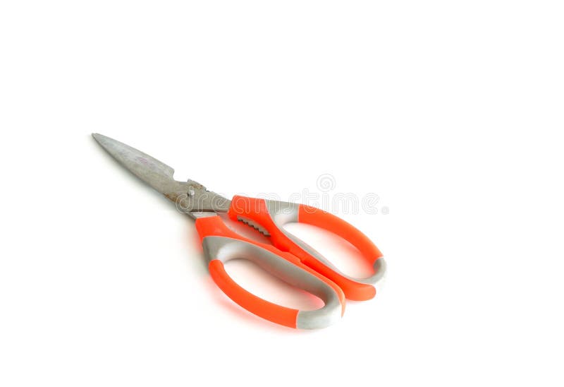 Orange Scissors stock photo. Image of white, blade, office - 3898828